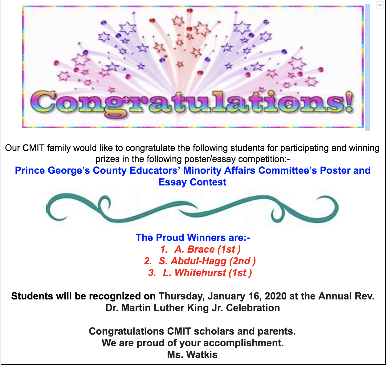 The Proud Winners – CMIT South Elementary